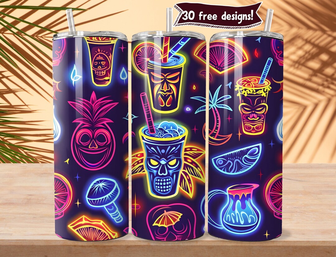 Tiki 20oz Skinny Tumbler Sublimation PNG Digital Download Print Tiki ...