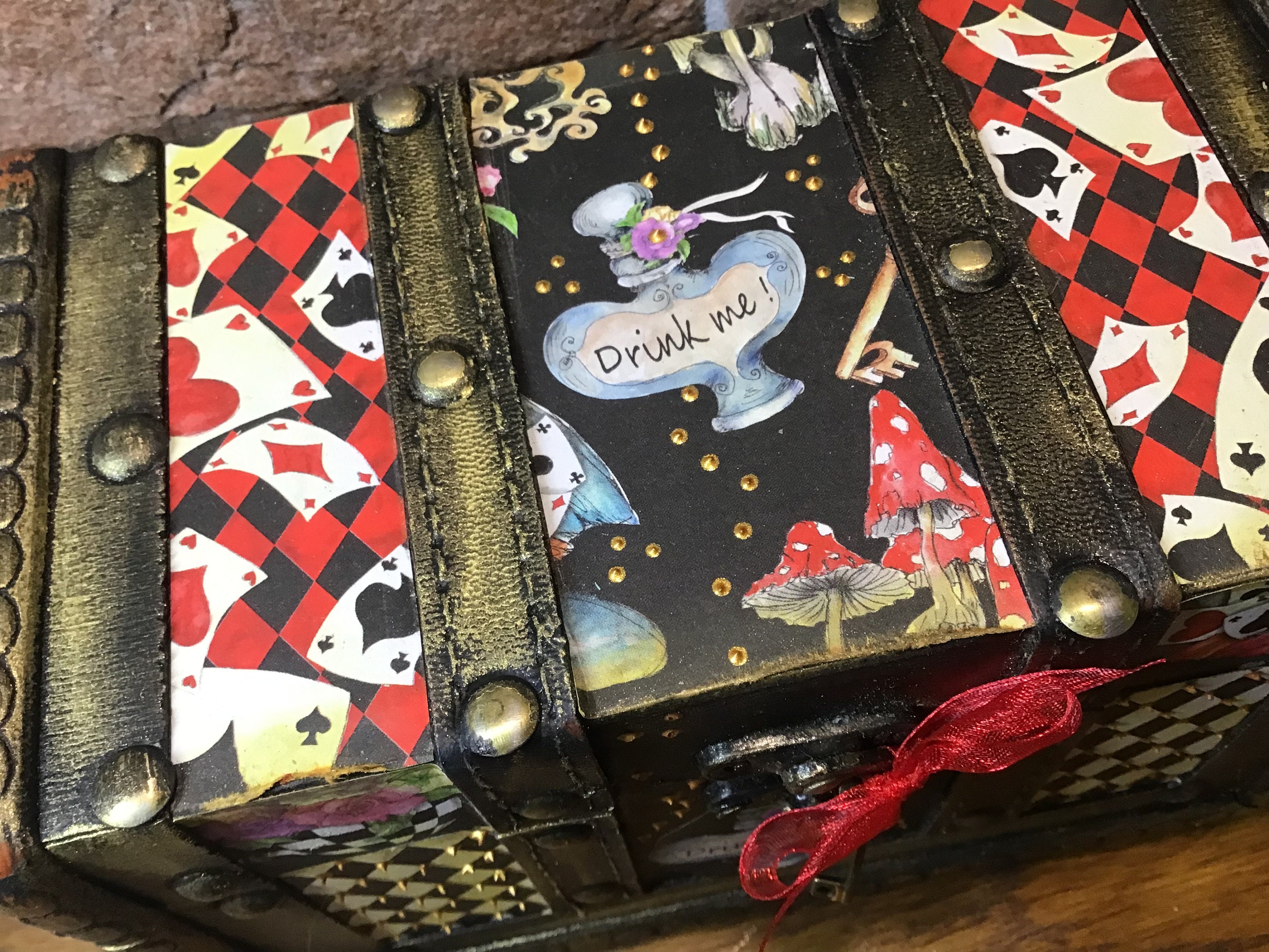 Alice in Wonderland Jewellery Box, Treasure Chest, Handmade Unique ...
