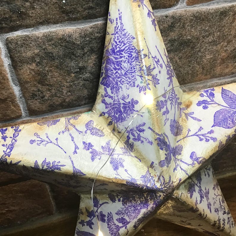 Decoupage Metal Barn Star: Vintage Cottage Style Wall Decor (12 Inch ...
