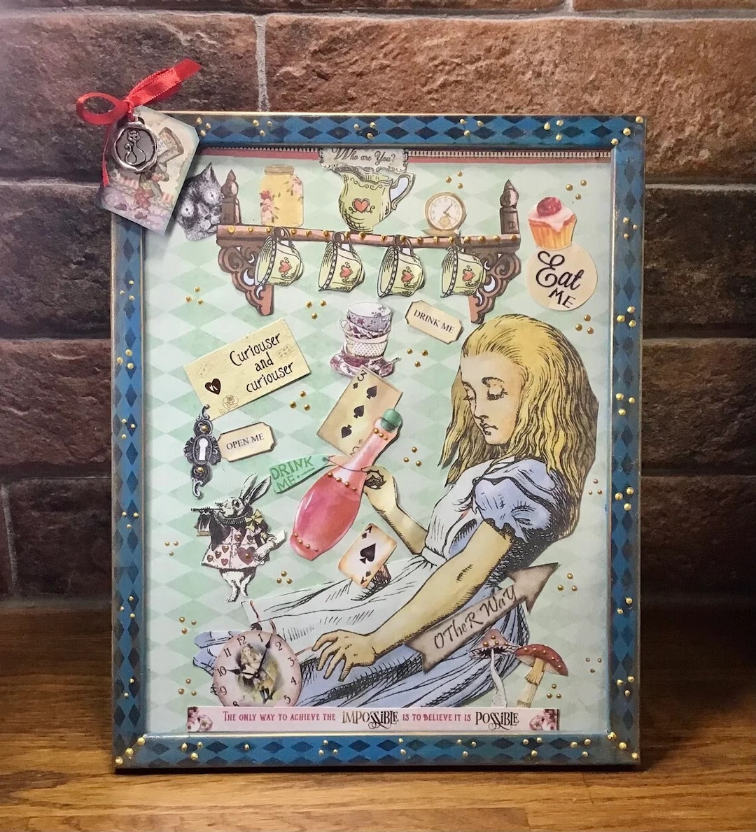 Alice in Wonderland Framed Mixed Media Art, Collage Wall Art ...