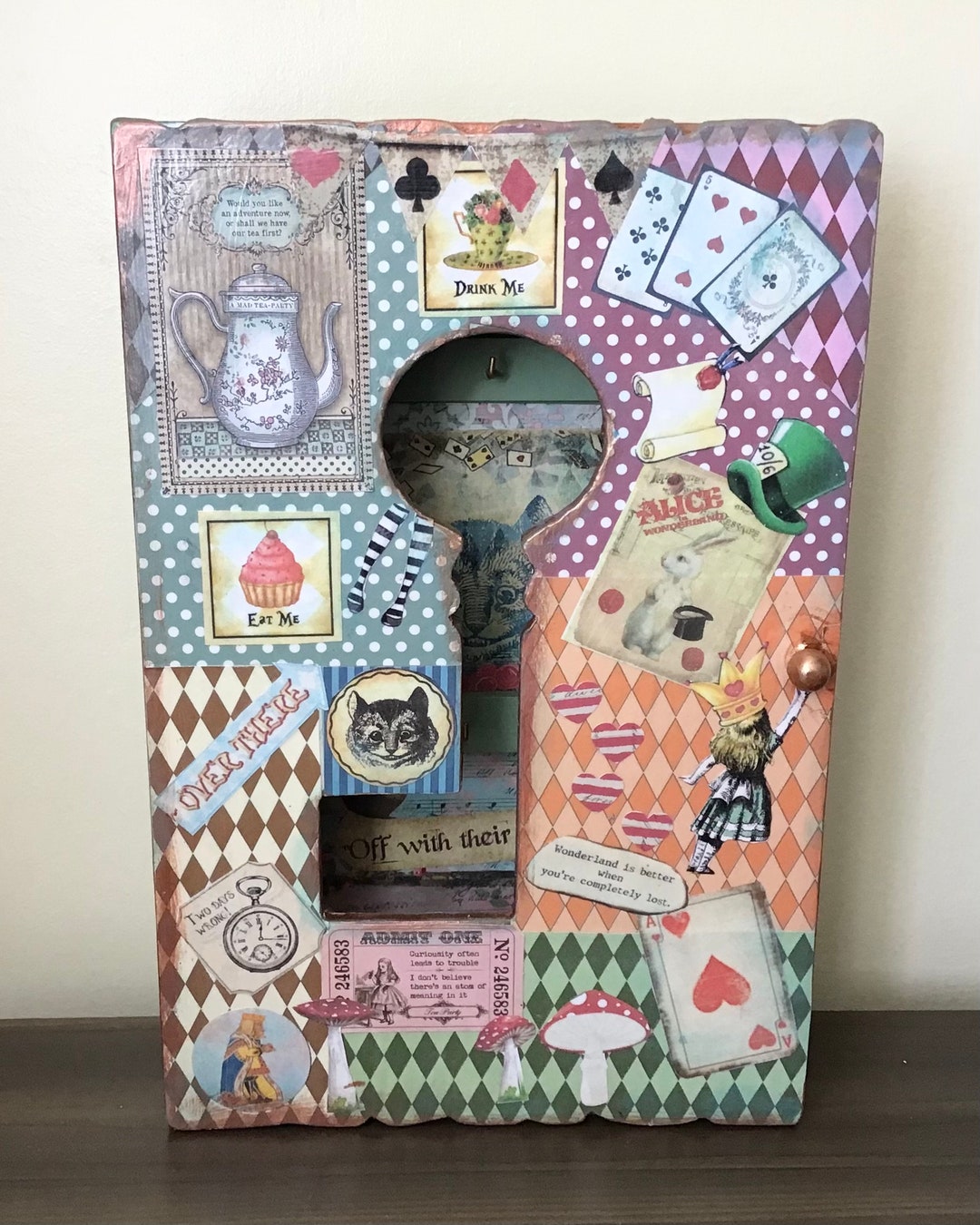 Alice in Wonderland Key Box: Handmade Decoupage Key Storage - Etsy