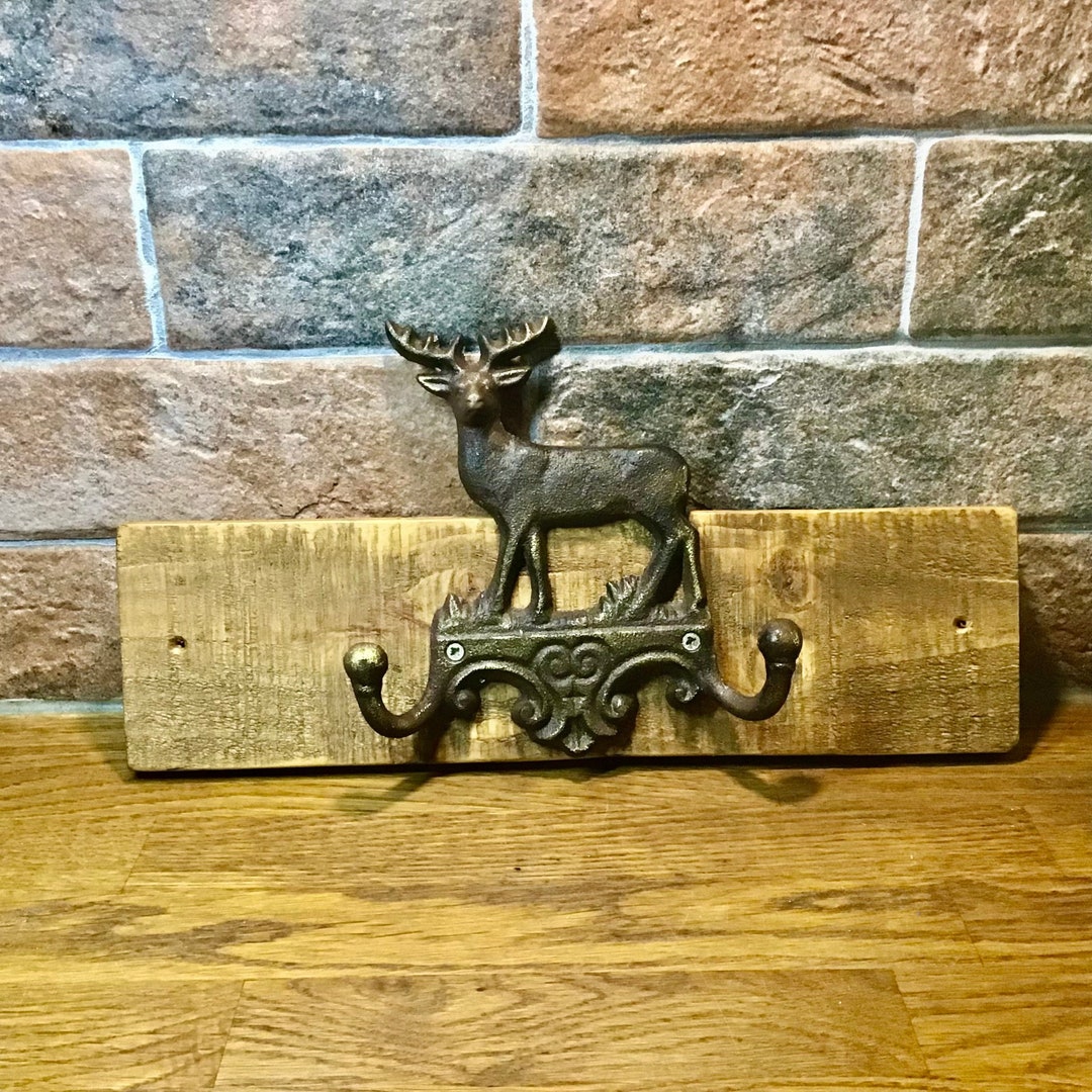 Handcrafted Stag Double Hook: Rustic Wood Key Holder - Etsy