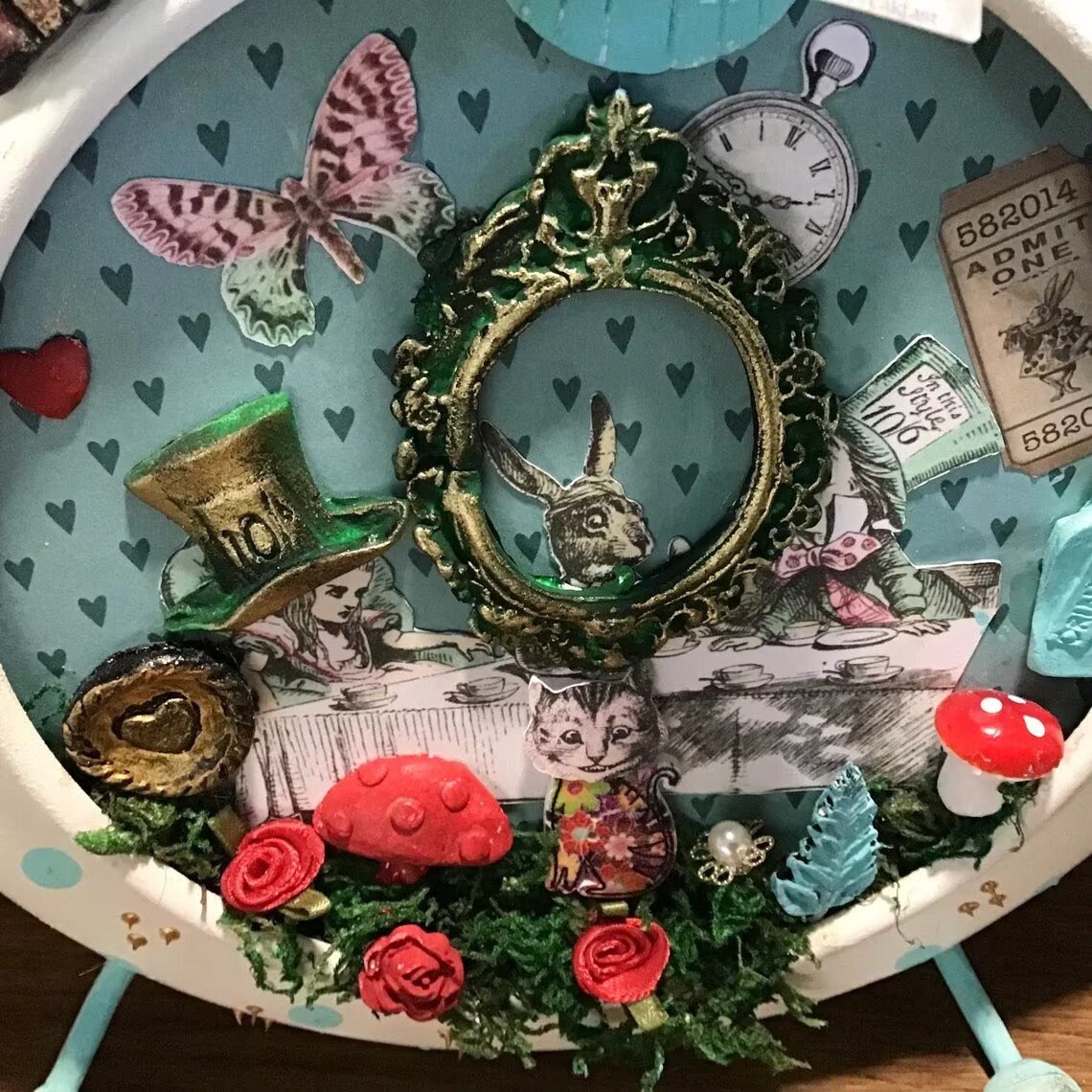 Alice in Wonderland Clock: Upcycled Retro Alarm Clock Diorama Ornament ...