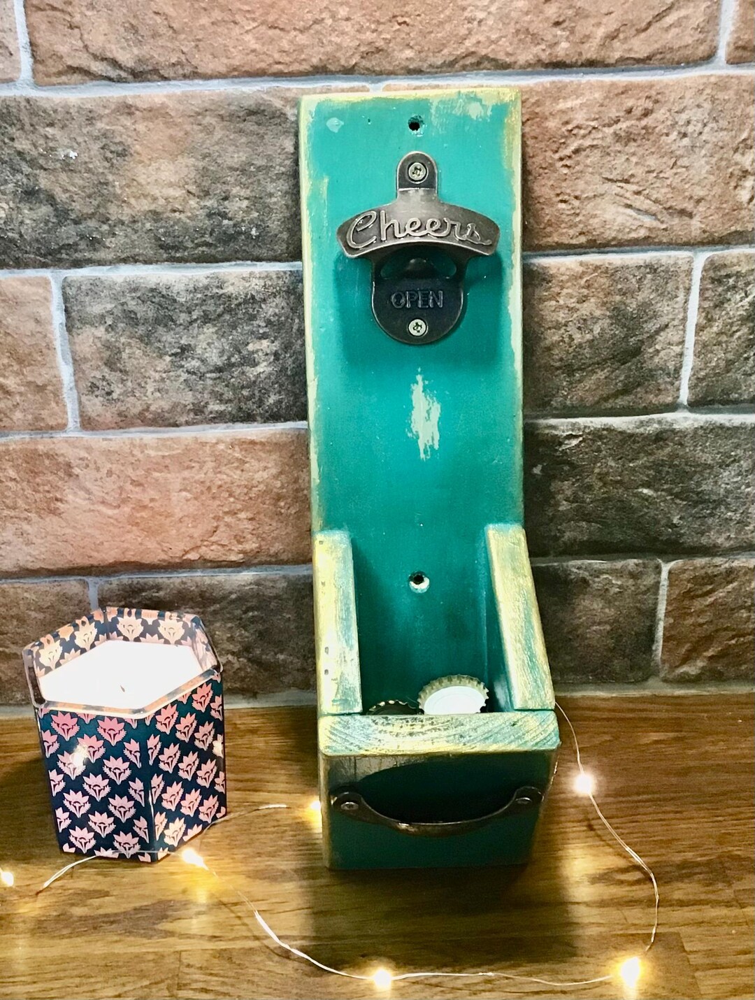 Bottle Opener, Handcrafted Rustic Solid Wood Bottle Cap Remover, Cast ...