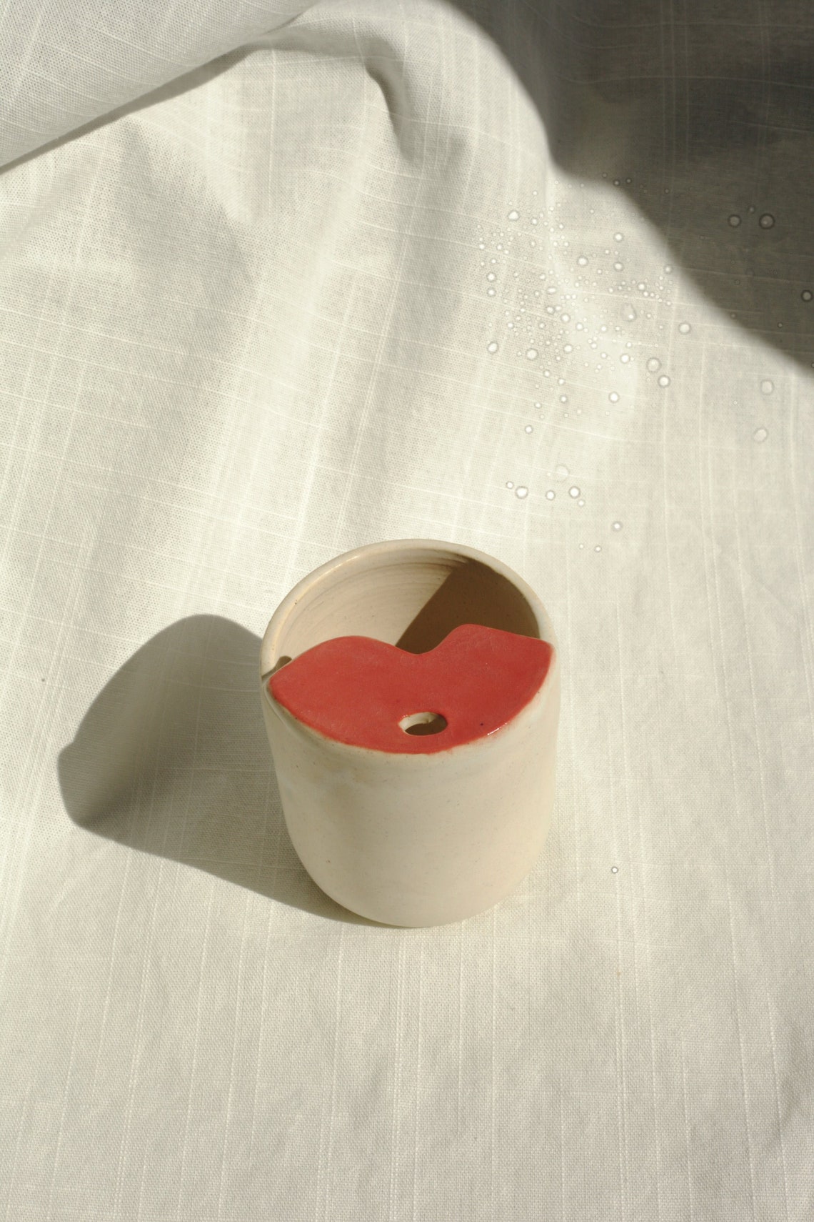 Pink Kiss Lips to Go Sip Cup Cute Travel Mug Eco Ceramic Stoneware ...