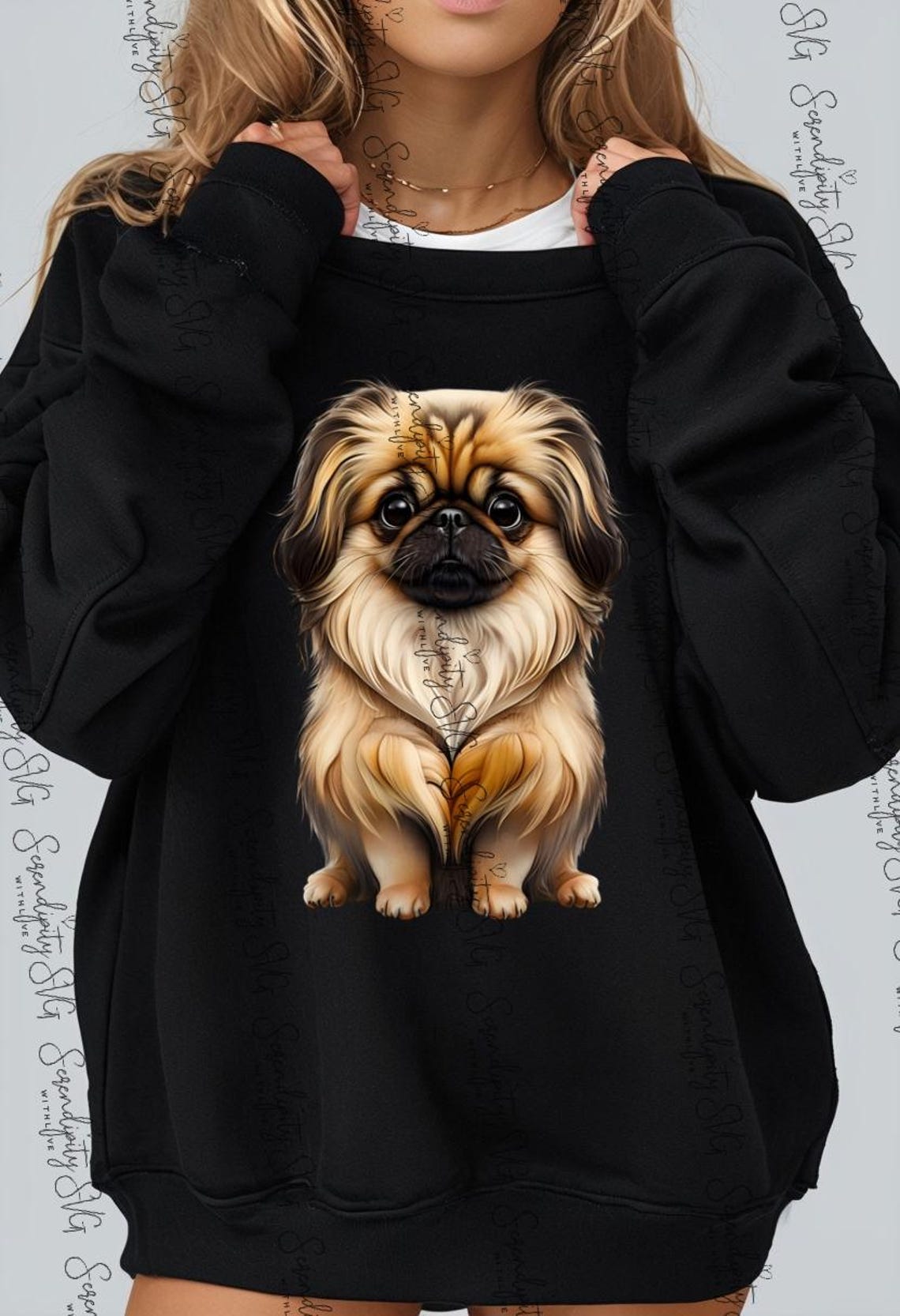 Adorable Kawaii Pekingese Puppy Detailed Design File SVG PNG ...