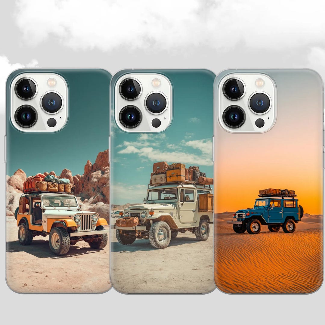 Vintage Jeep Adventure Phone Case, Retro 4x4 Road Trip Travel Cover ...