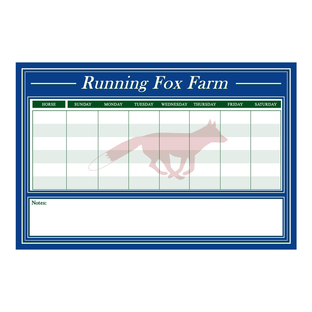 24x36 Custom Equestrian Days of the Week Ride Chart - Etsy