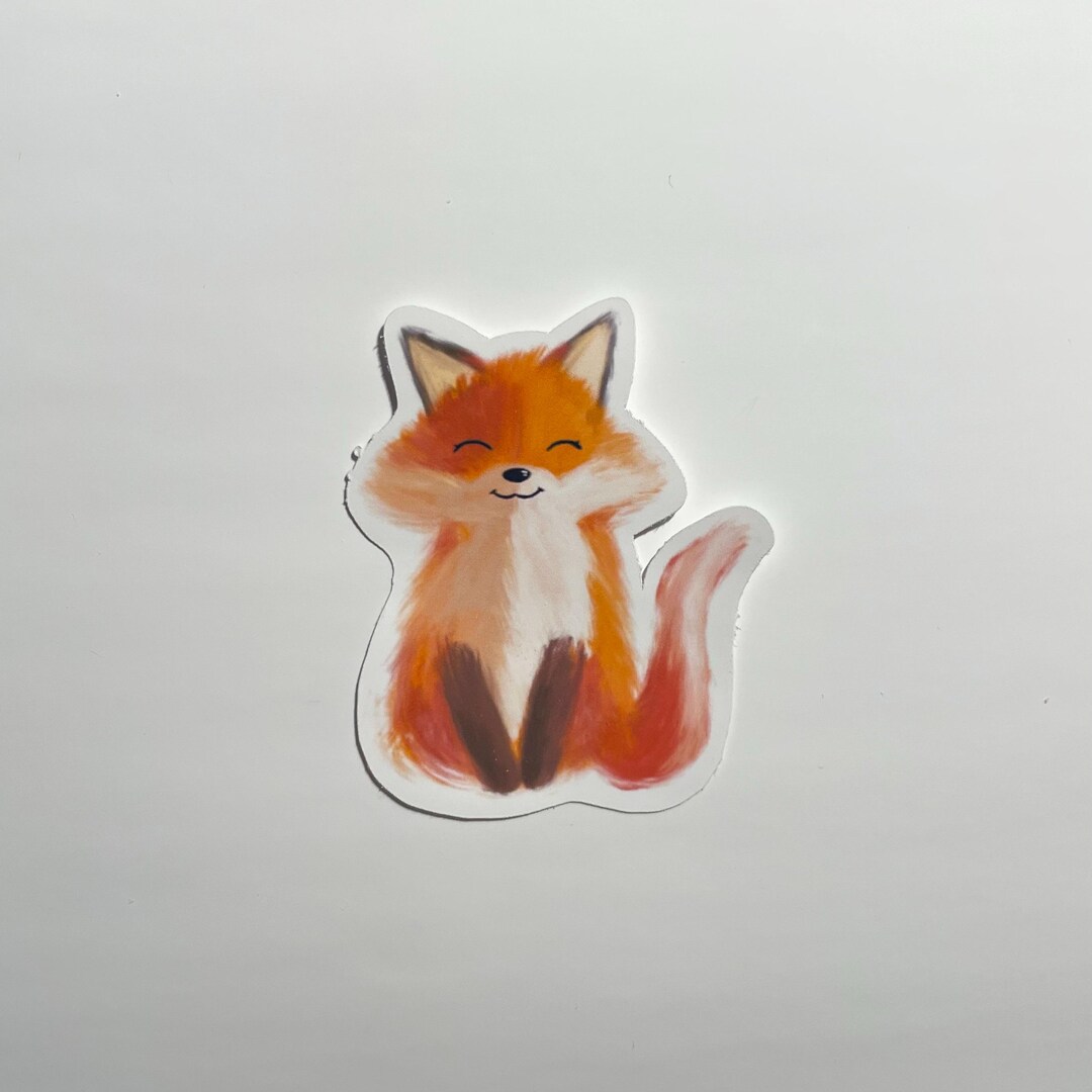 Cute Red Fox Sticker, Cartoon Fox Sticker, Red Fox for Laptop or Phone ...