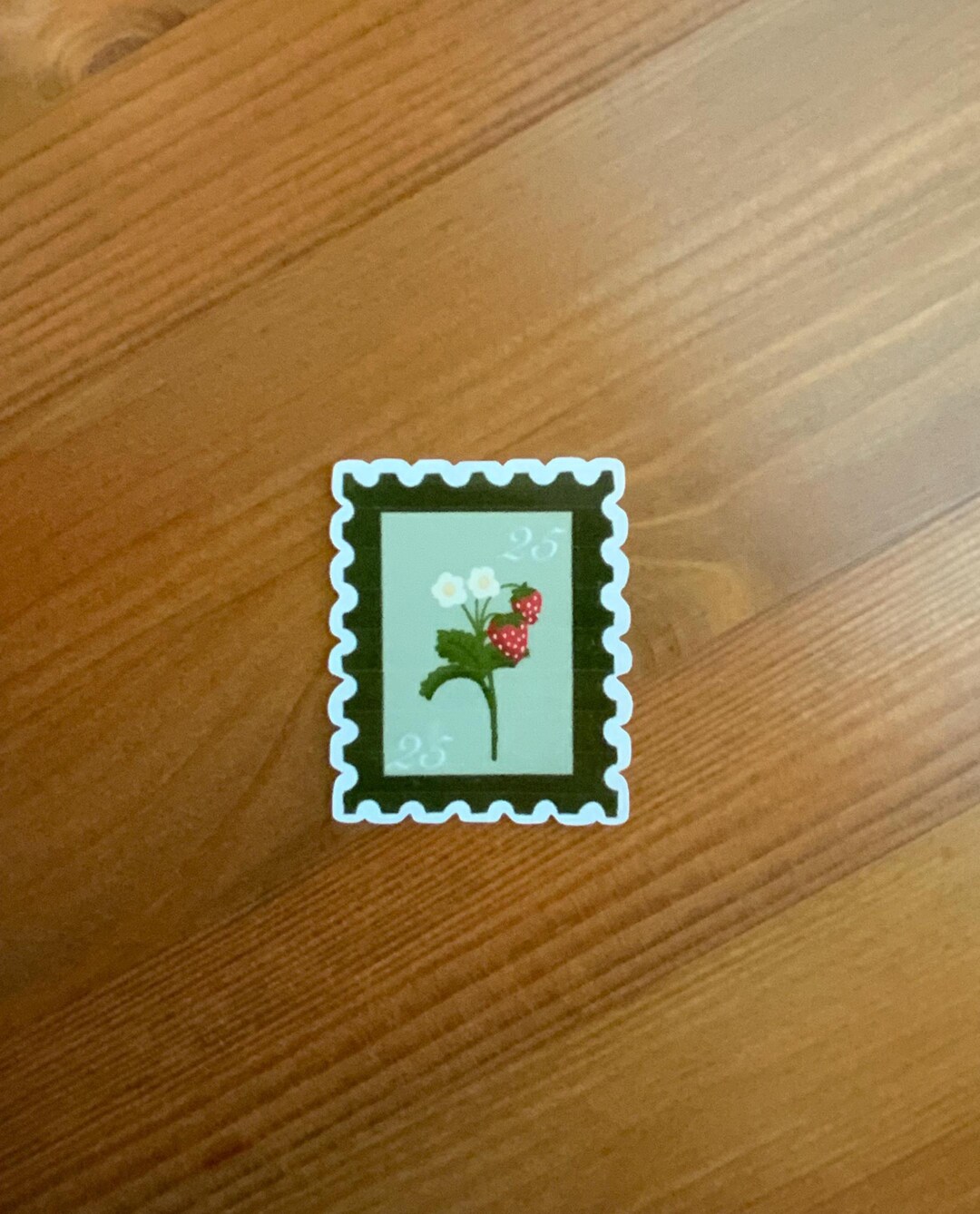Strawberry Postage Stamp Sticker, Strawberry Sticker for Laptop ...