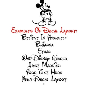 Walt Disney Font, Text, Lettering Custom Name Decals Choose Font, Color ...