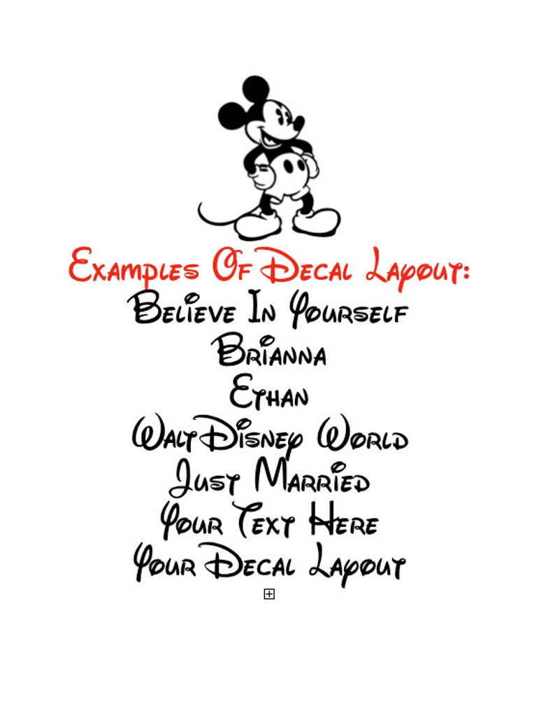 Walt Disney Font, Text, Lettering Custom Name Decals Choose Font, Color ...