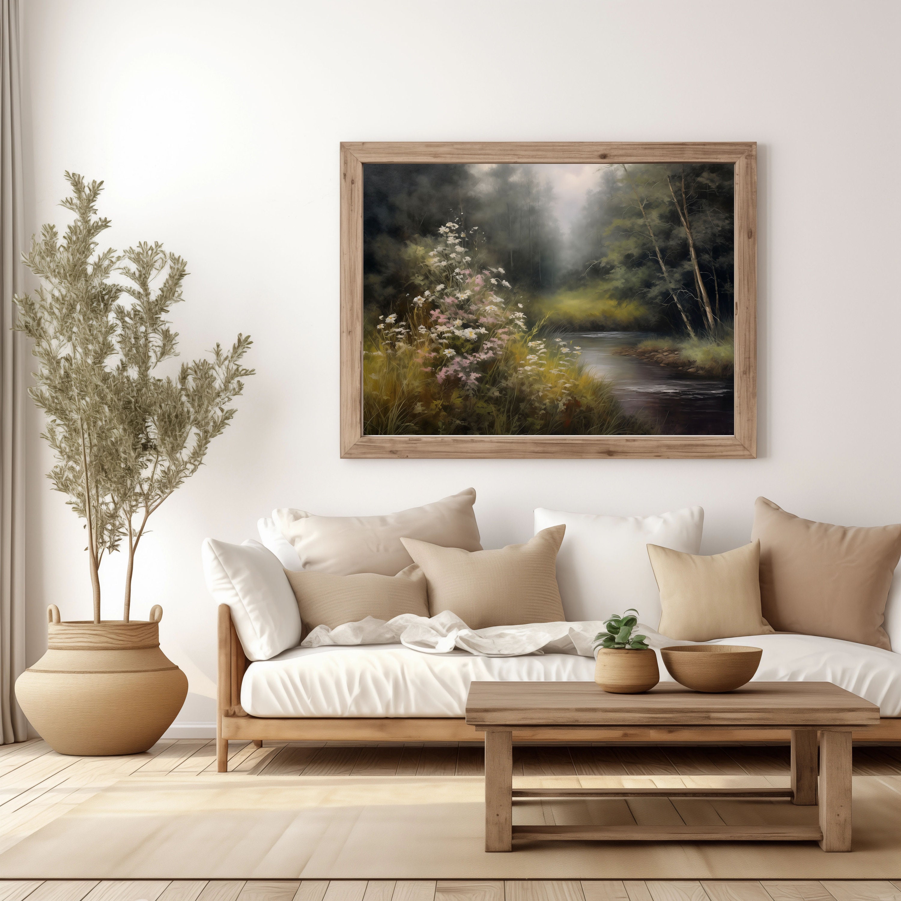 Printable Wildflower Creek Forest Cottage Core Décor Oil Painting ...