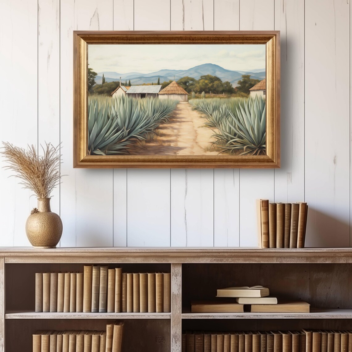 Printable Agave Farm Landscape, Rustic Southwest Farm Oil Painting ...
