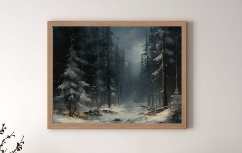 Printable Oil Painting Winter PNW Art Cottage Core Décor Oil Painting ...