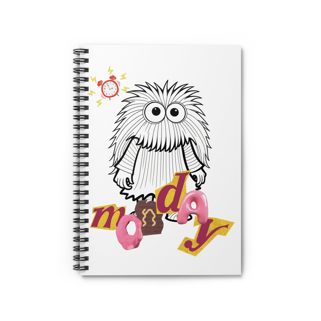 Monday Spiral Notebook Ruled Line, Monday Notebook, Groovy Notebook ...