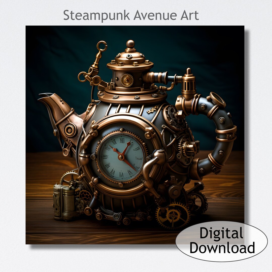Steampunk TEA POT, Printable Wall Art, Colorful Wall Art, Trendy Art ...