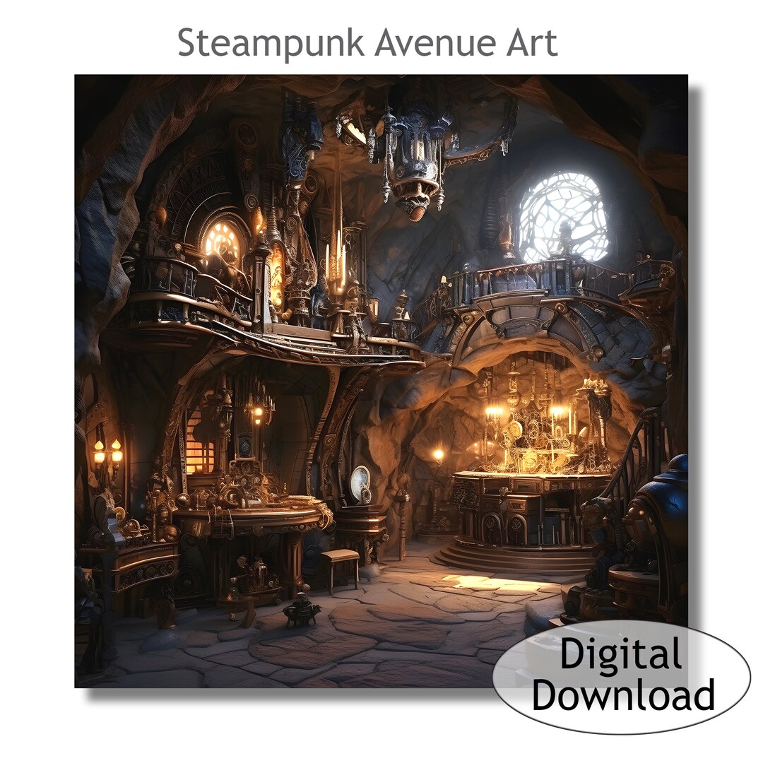 STEAMPUNK CAVE, Printable Wall Art, Colorful Wall Art, Trendy Art, Gift ...