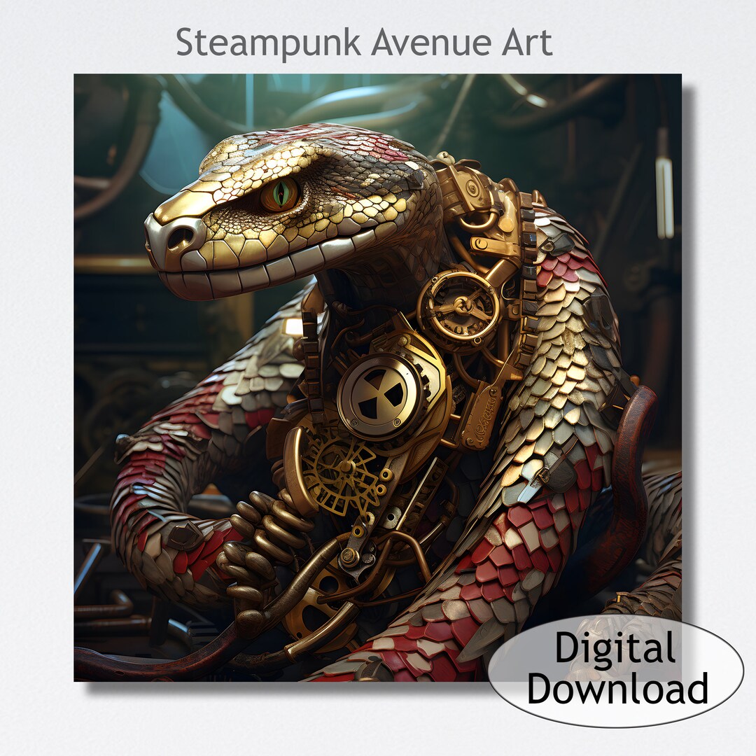 STEAMPUNK SNAKE, Printable Wall Art, Colorful Wall Art, Trendy Art ...