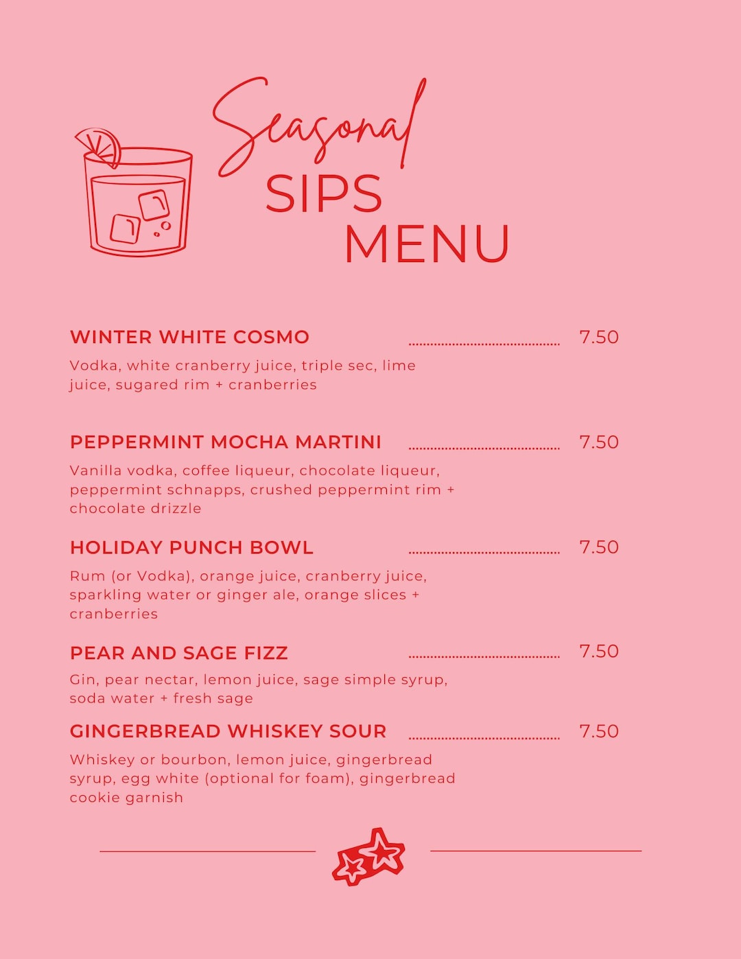Season Sips Cocktail Menu - Etsy