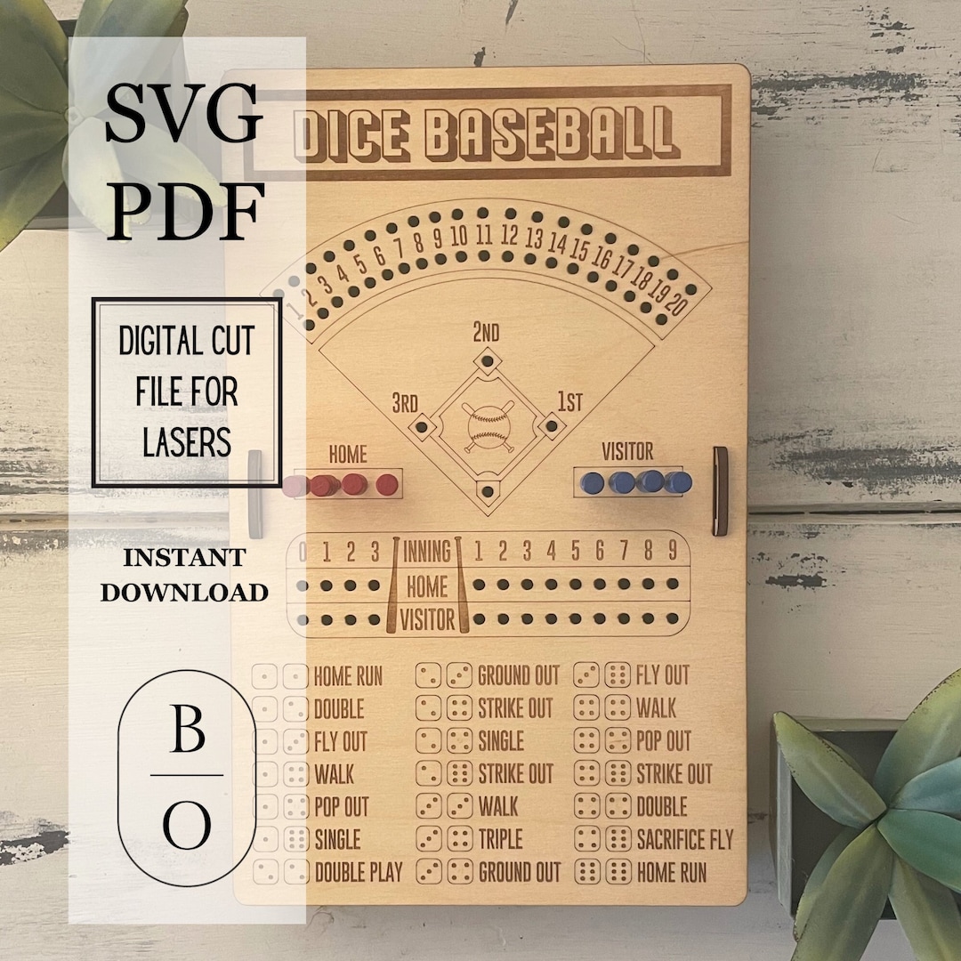 Dice Baseball SVG Digital File, Laser Ready Game Board, SVG Board Game ...