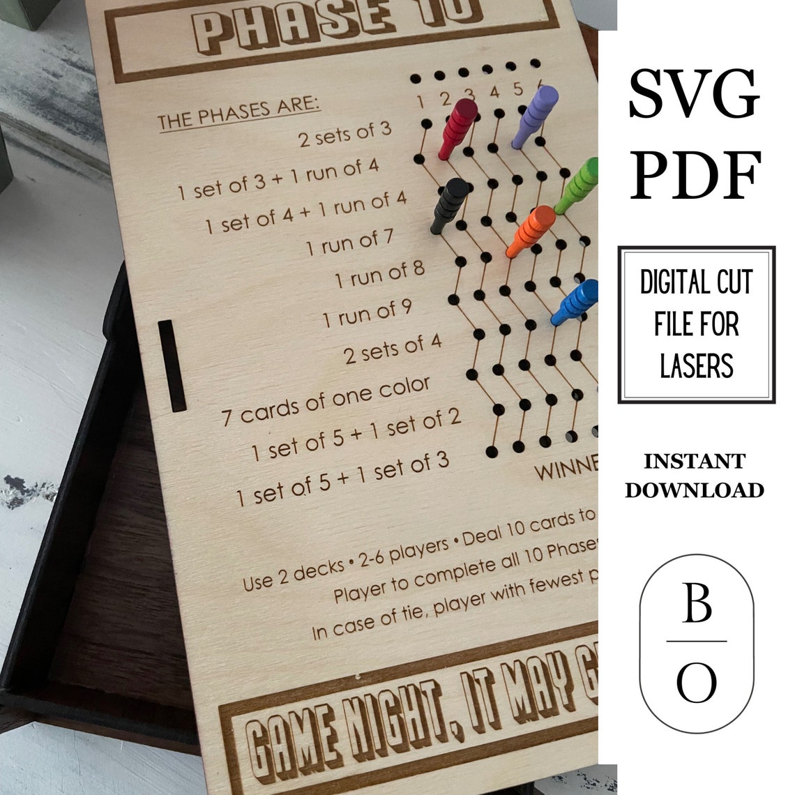Phase 10 SVG Digital File, Laser Cut File Phase Ten, SVG Board Game ...