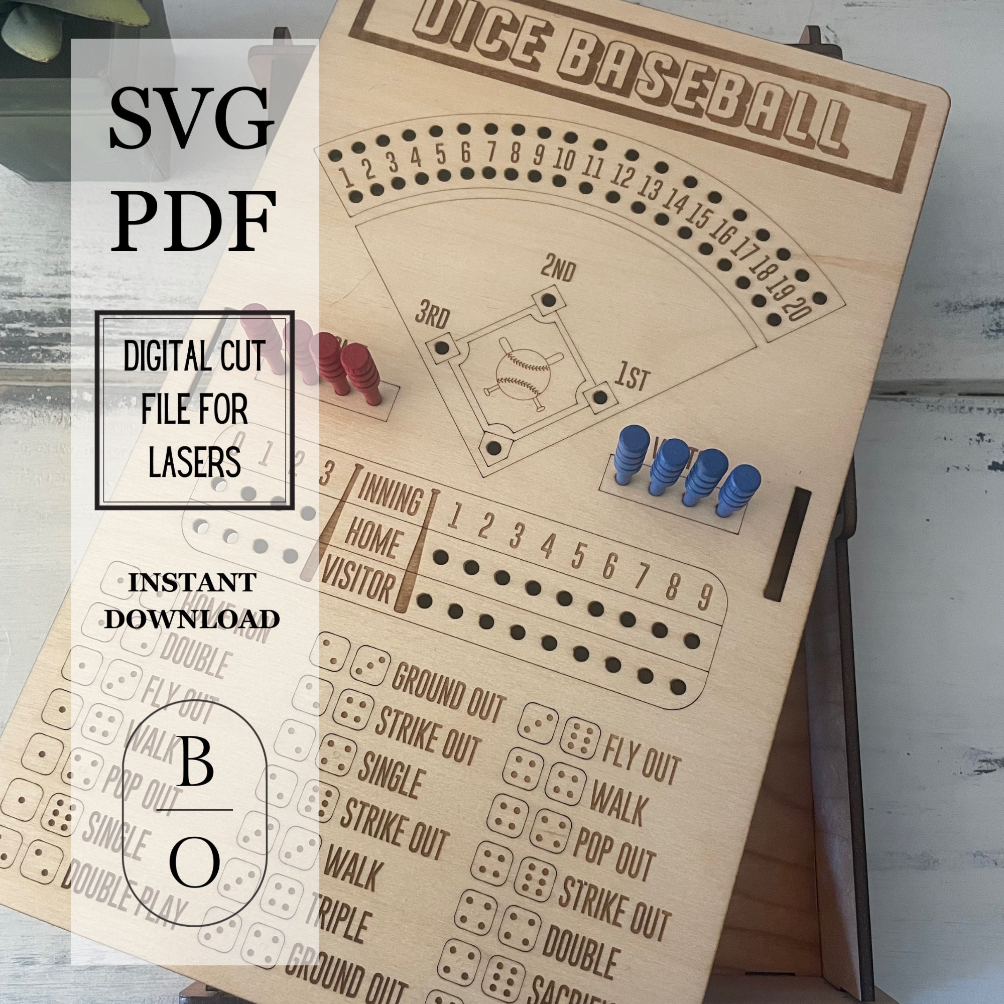 Dice Baseball SVG Digital File, Laser Ready Game Board, SVG Board Game ...