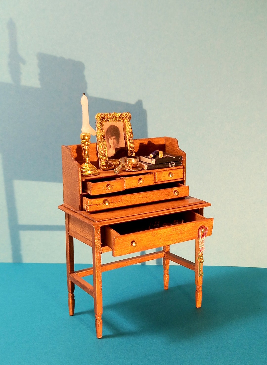 Handmade Dollhouse Secretary Desk Collectible Miniature in 1:12 Scale ...