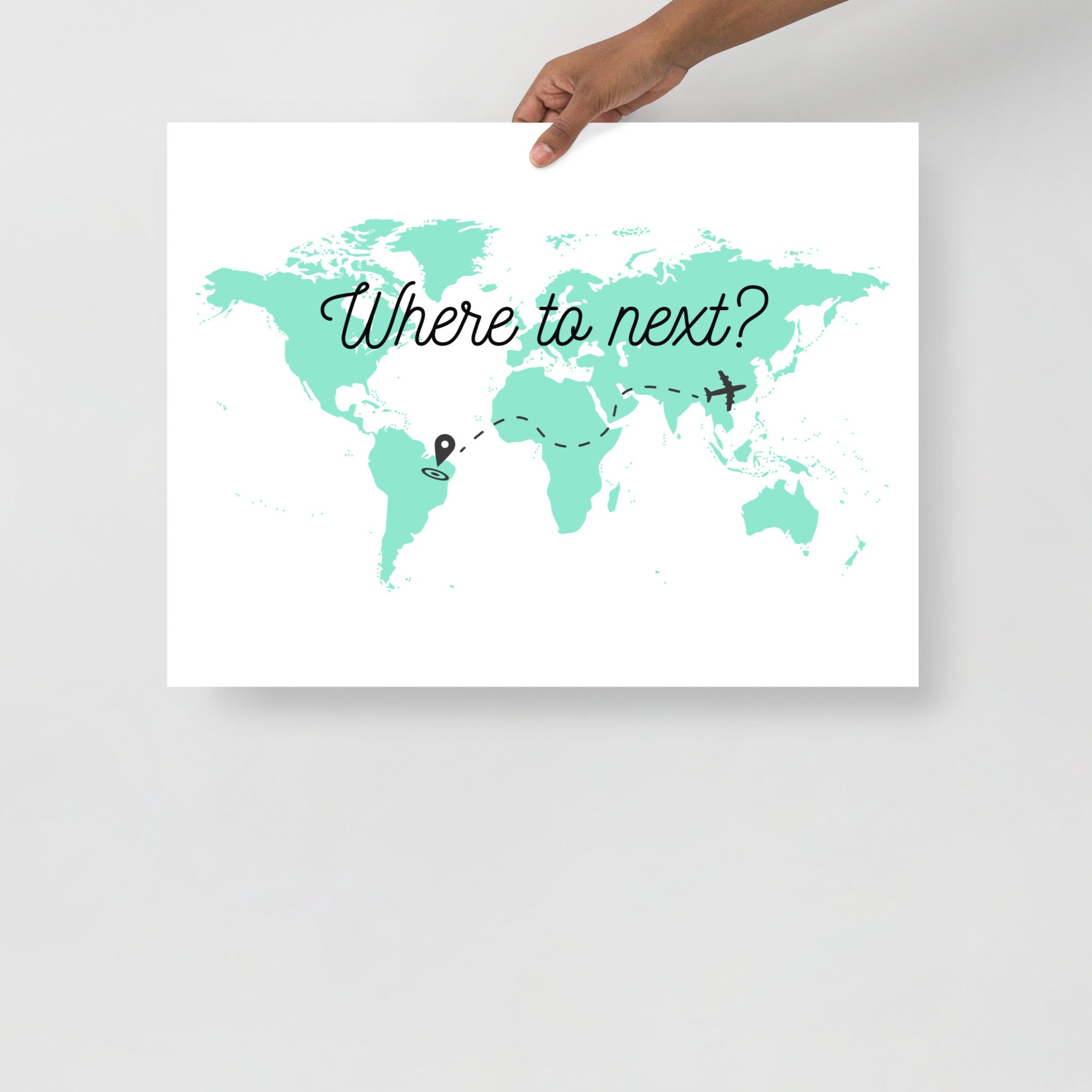 Where to Next World Map Thick Matte Poster Travel Themed Home Decor ...