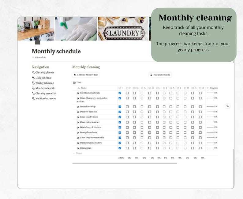 Cleaning Planner Notion Template: Digital Cleaning Schedules (digital ...