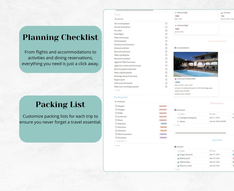 Ultimate Travel Planner Notion Template: Vacation Itinerary, Budget ...