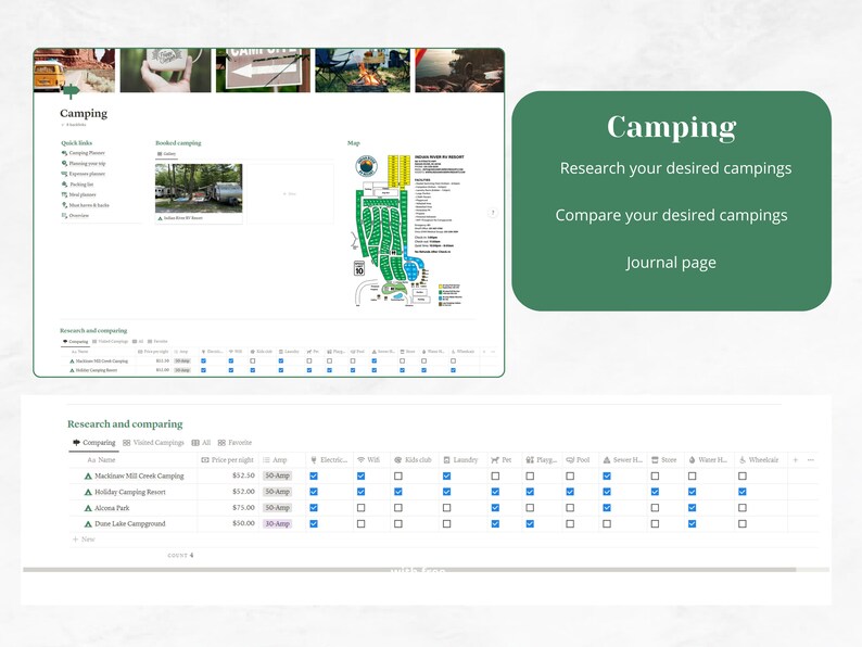 Camping Planner Notion Template: Organize Camping Vacations, Camper ...