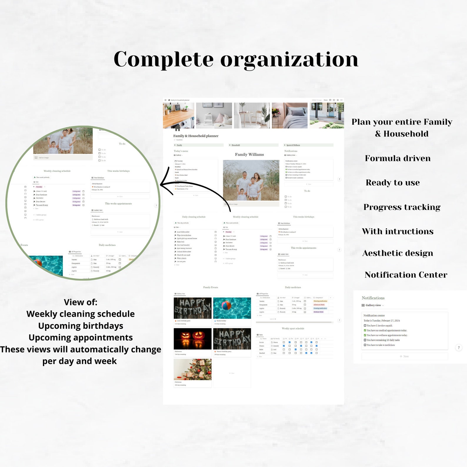 Family & Household Planner Notion Template: Home Management (digital ...