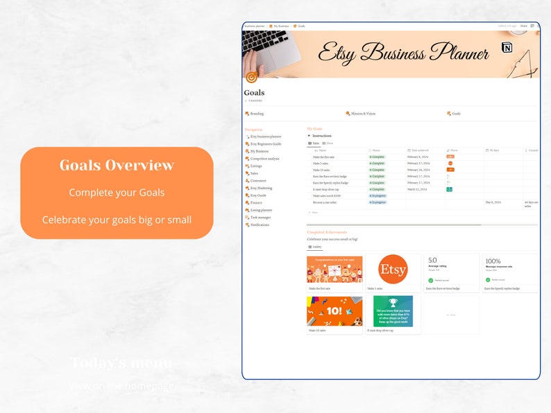 Etsy Business Planner Notion Template: Shop Beginners Guide (digital ...