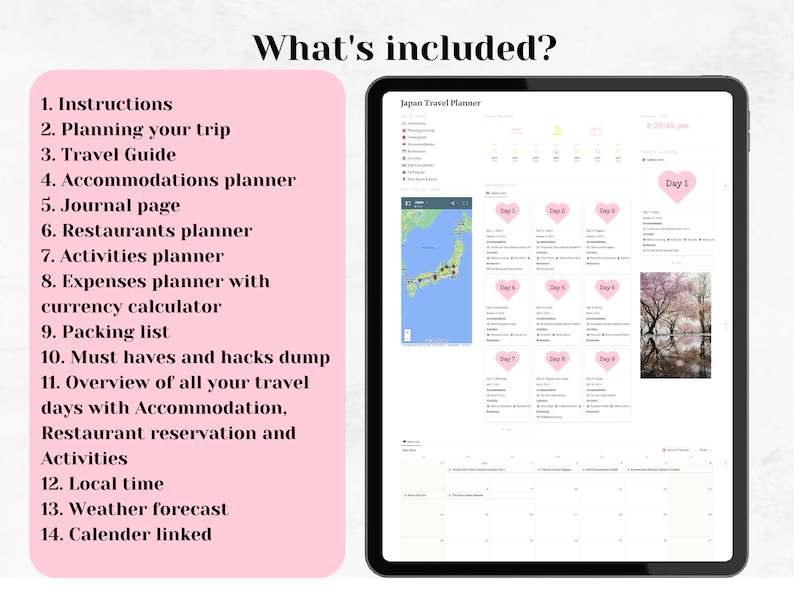 Japan Travel Planner Notion Template: Itinerary & Journal (digital ...