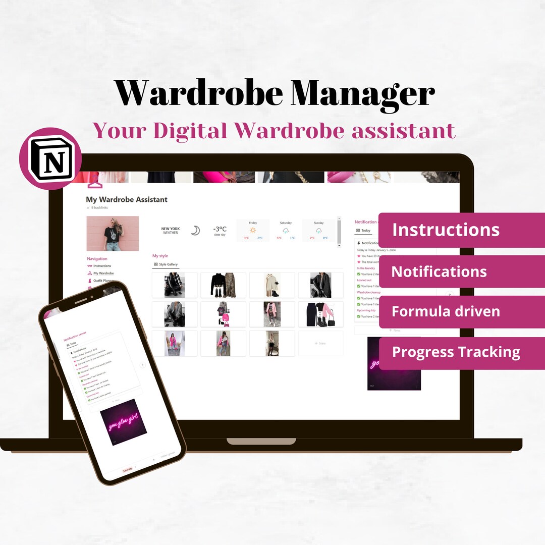 Wardrobe Planner Notion Template for Clothing Organization, Closet ...