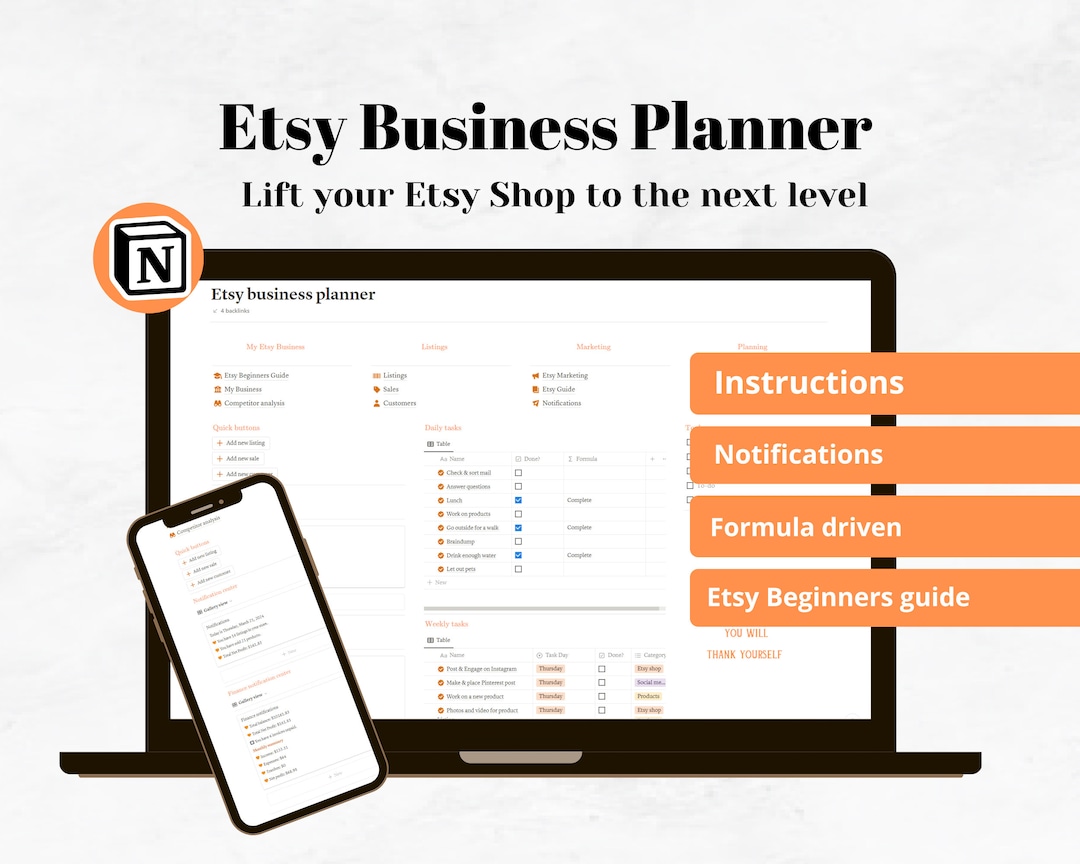Etsy Business Planner Notion Template: Shop Beginners Guide (digital ...