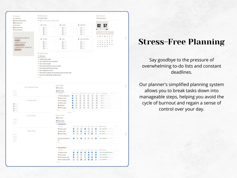 Daily Motivation Planner: Notion Template, Habit Tracker (digital ...