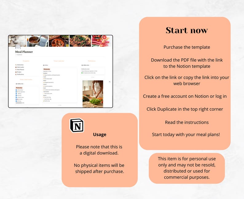 Meal Planner Notion Template, Nutrition and Recipe Planner, Digital Recipe and Cookbook Template ...
