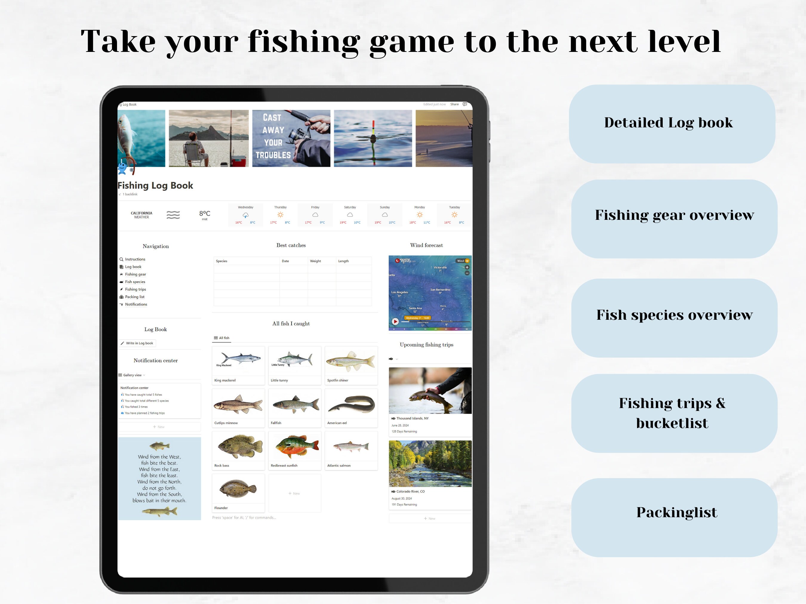 Fishing Logbook Notion Template, Digital Catch Log & Journal, Fishing ...