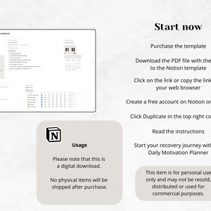 Daily Motivation Planner: Notion Template, Habit Tracker (digital ...