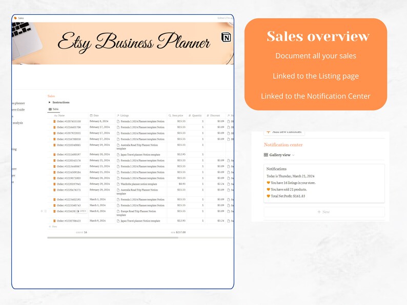 Etsy Business Planner Notion Template: Shop Beginners Guide (digital ...