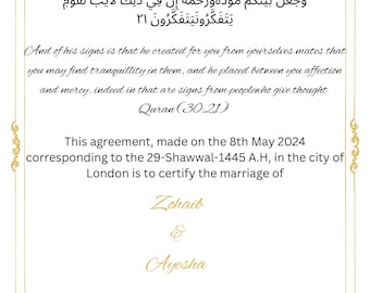 A4 | Luxury Nikkah Certificate | A3 Nikkah Nama | Nikkah Papers ...
