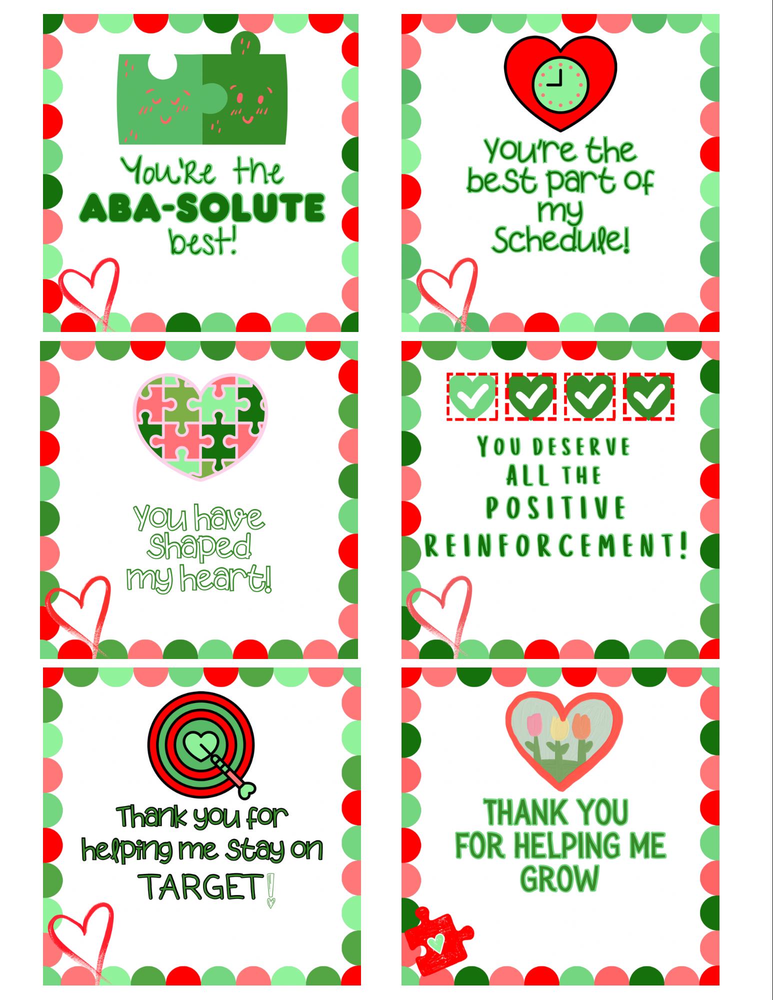Therapist Holiday Thank You Cards. Printable Tags for Special Ed ...