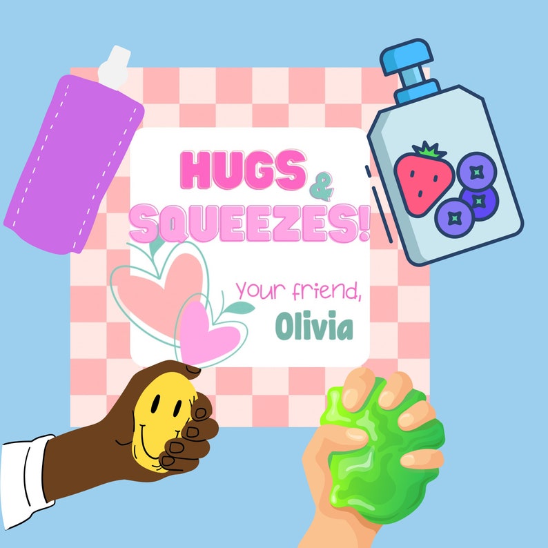Valentine Gift Tag - Hugs and Squeezes Squeeze Theme Preschool Daycare ...
