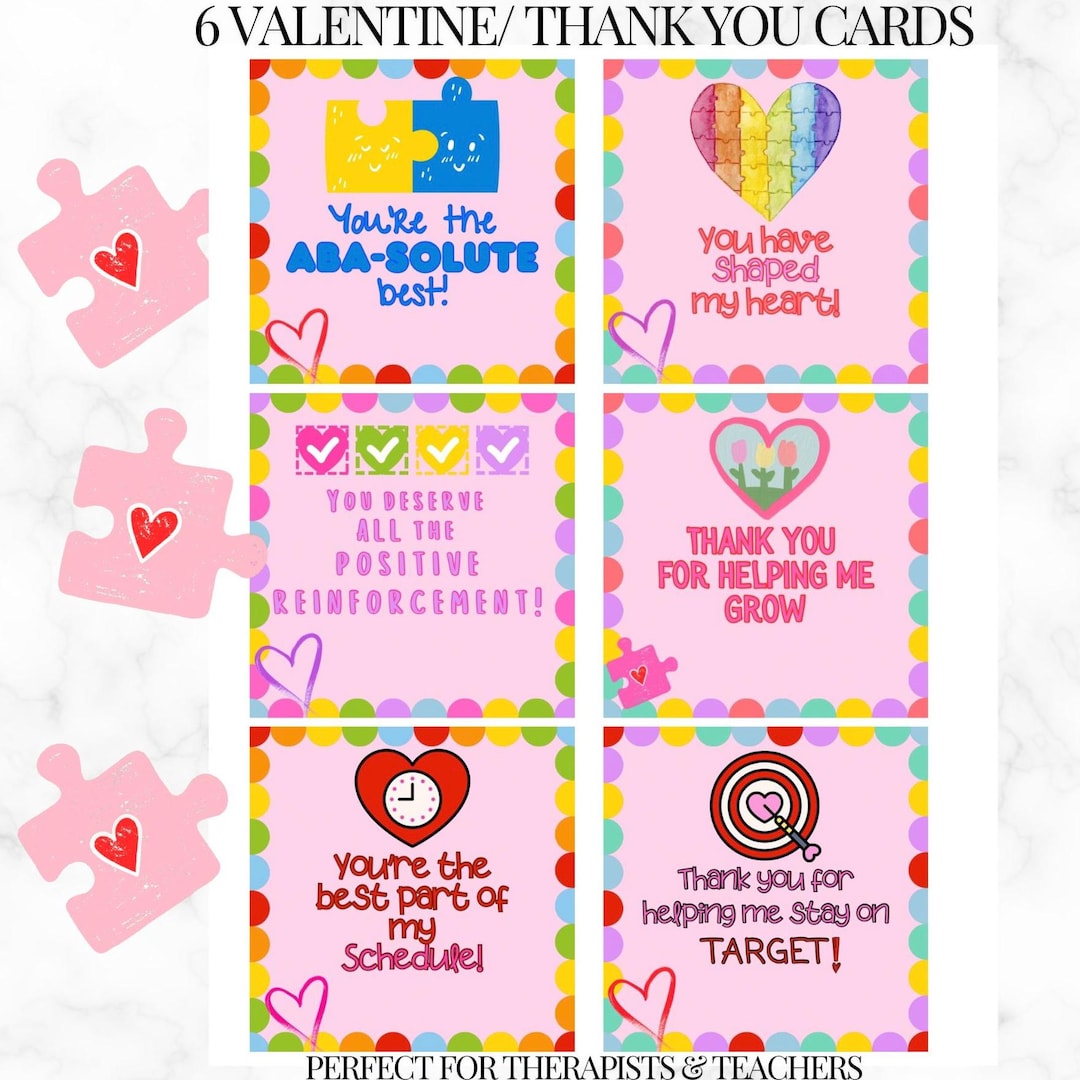 Therapist Valentine & Thank You Cards. Printable Tags for Special Ed ...