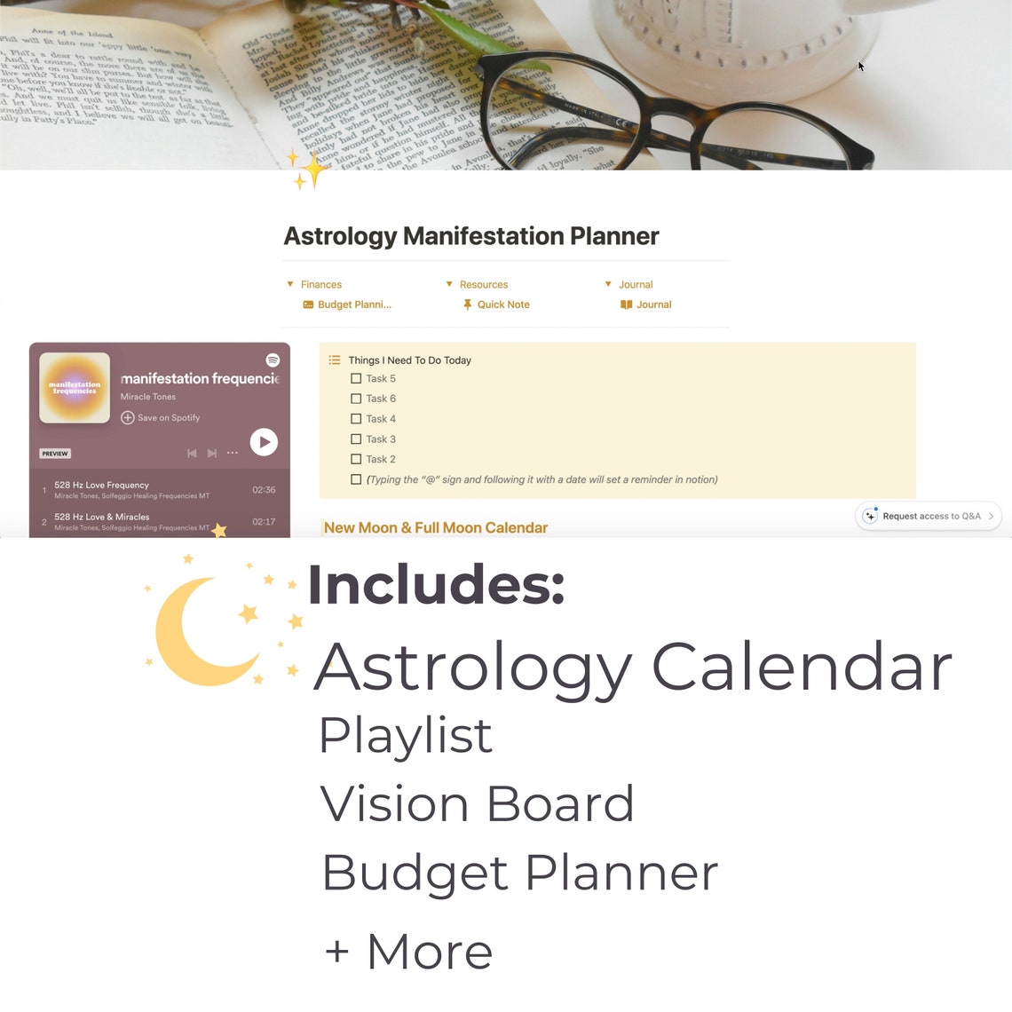 Notion Digital Planner Template for Manifestation (2024 Astrology Sun ...