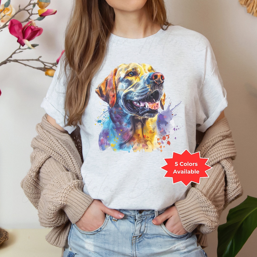Colorful Watercolor Happy Yellow Lab T-shirt Gift for Dog Mom Dad ...