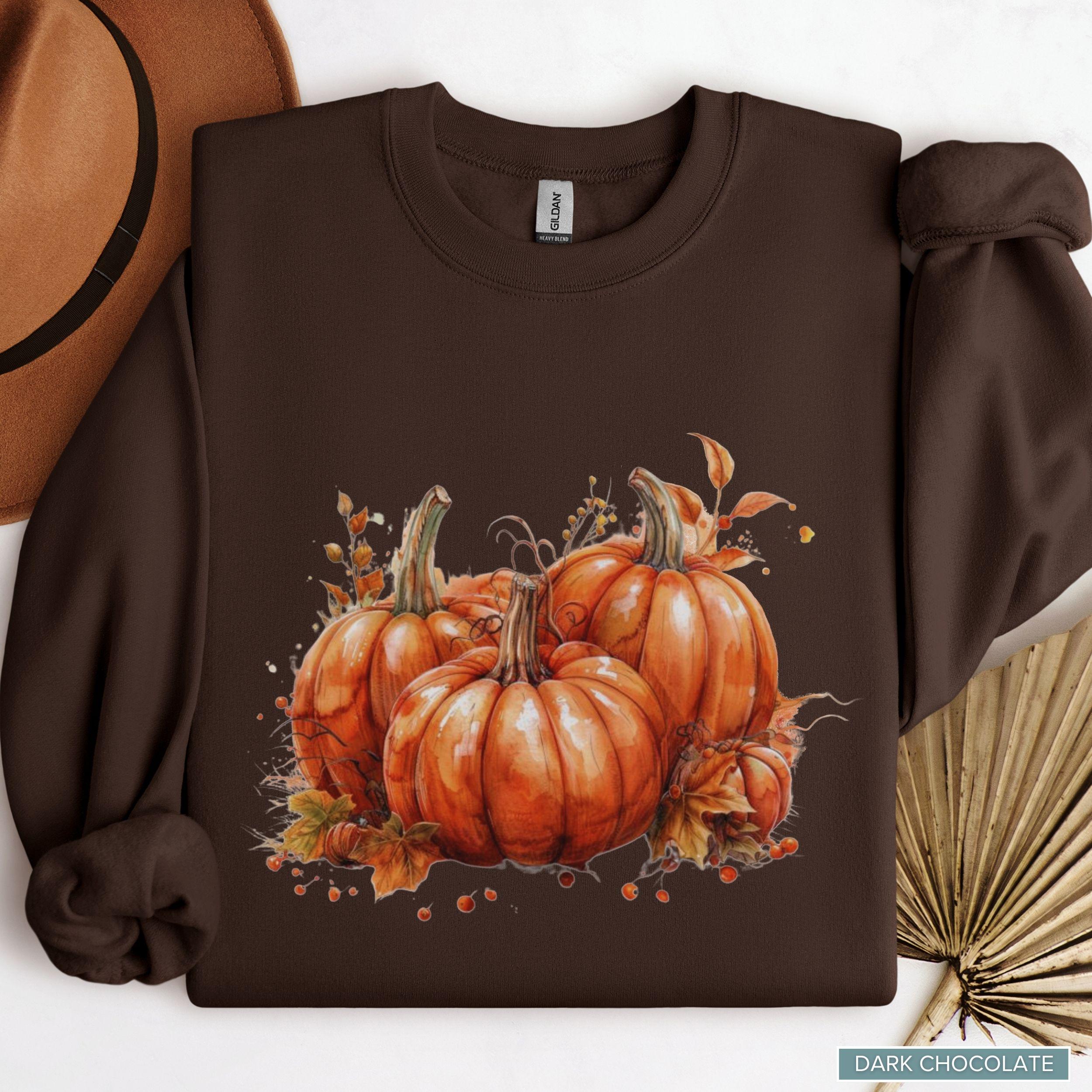 Watercolor Pumpkins Fall Sweatshirt: Cozy Autumn Vibes - Etsy