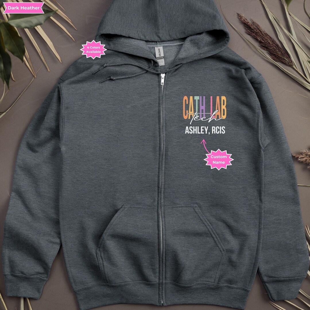 Personalized Cath Lab Tech Full Zip Hoodie Jacket Gift, Oversize 3xl ...